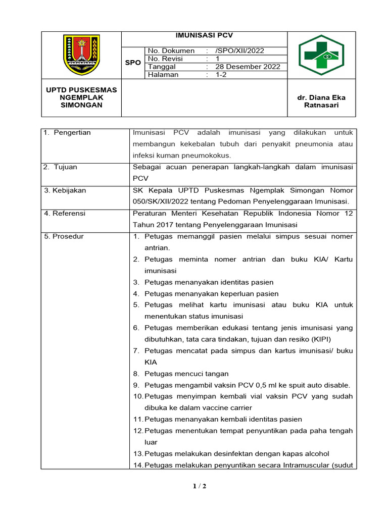 Spo Imunisasi PCV | PDF