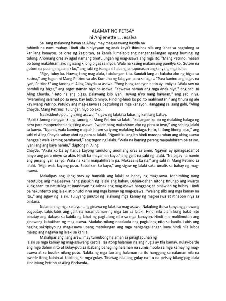 Alamat NG Petsay | PDF