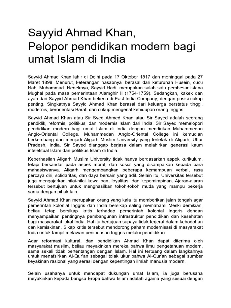 Sayyid Ahmad Khan | PDF