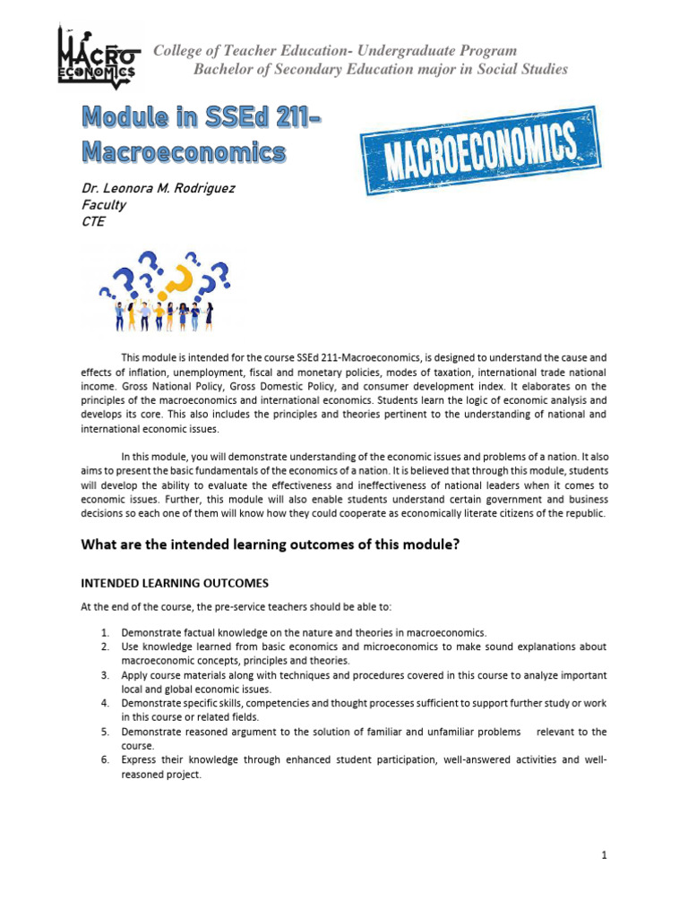 Macroeconomics Module for Teachers | PDF