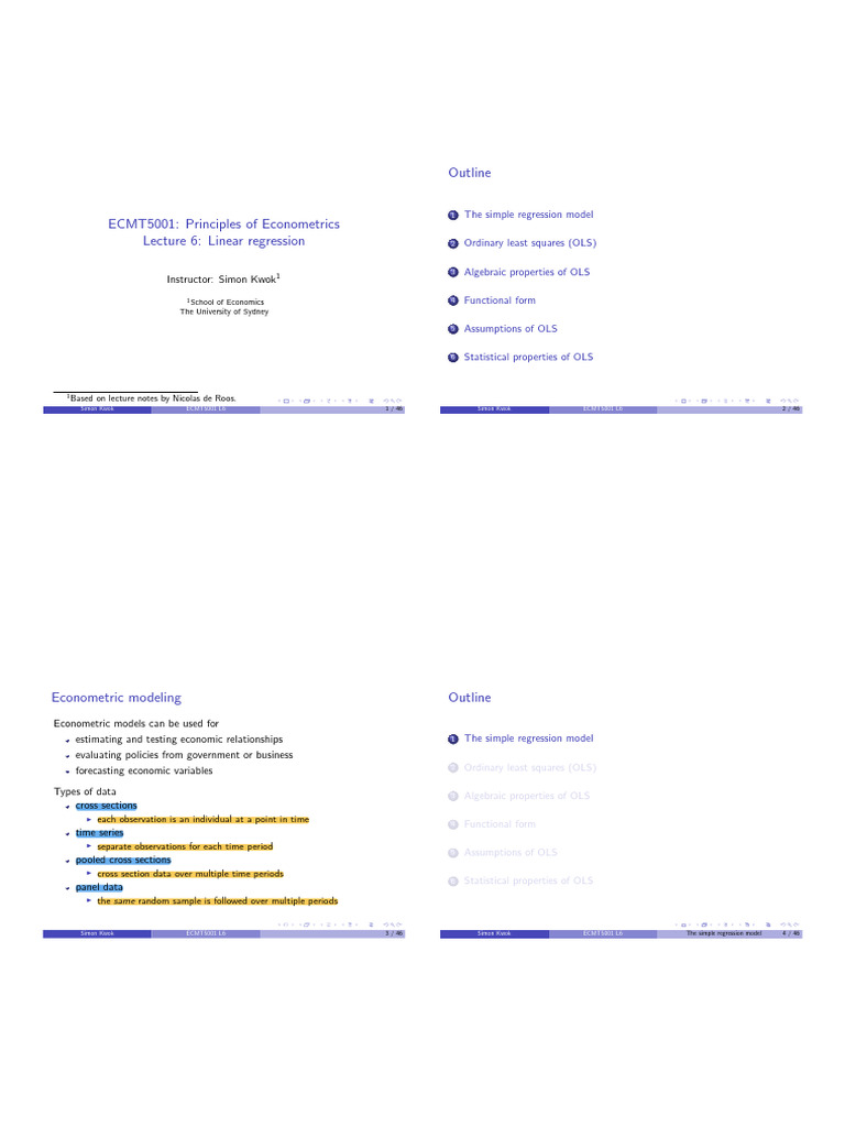 Lecture 6. Linear Regression | PDF