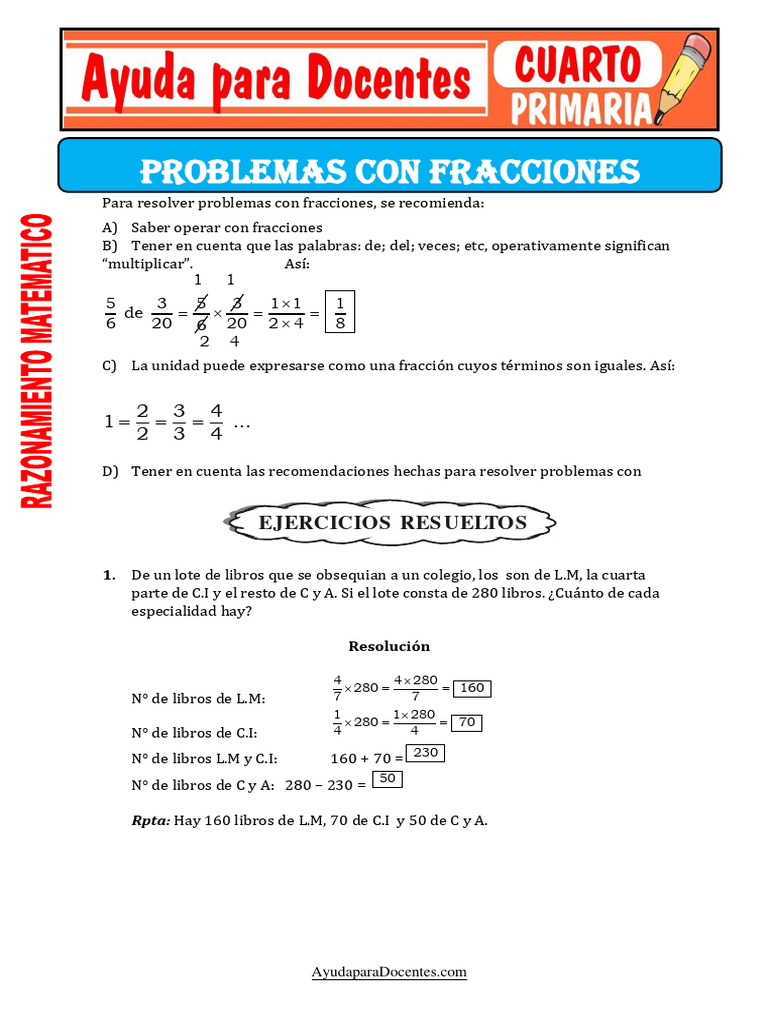 Problemas Con Fracciones para Cuarto de Primaria | PDF | Industria de alimentos | Agricultura