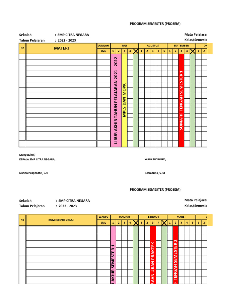 Prosem Kelas 9 Ok | PDF