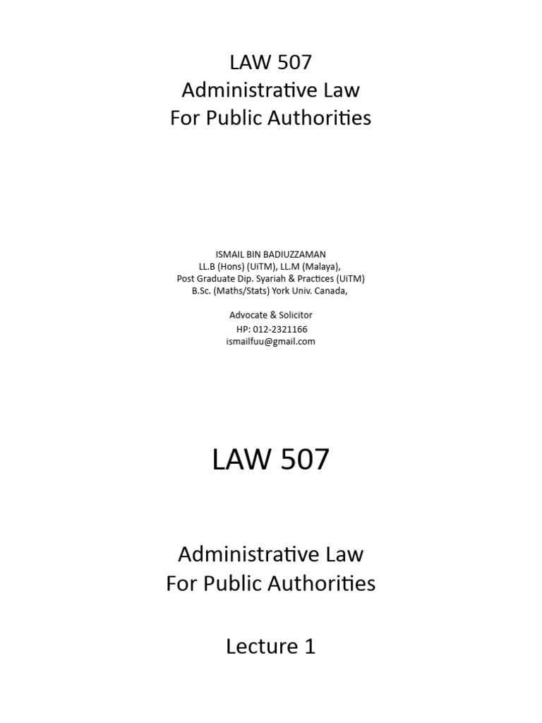 Lec 1 - Intro To Admin Law-Ismail - Law | PDF