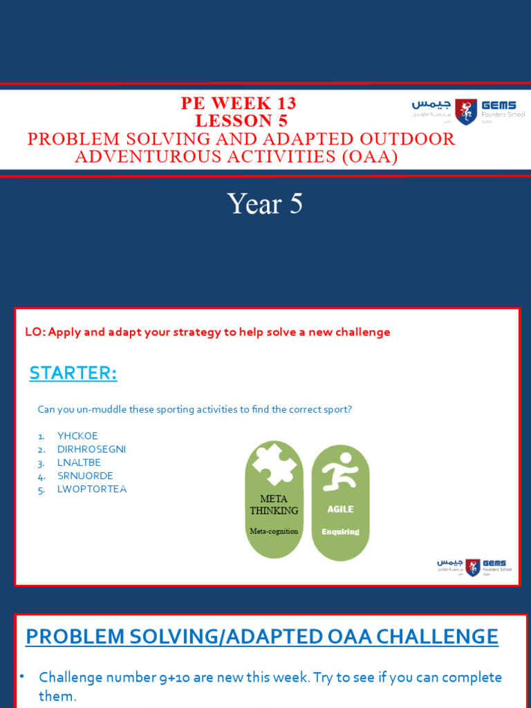 Lesson 5-Problem Solving and Adapted OAA - Year 5 | PDF