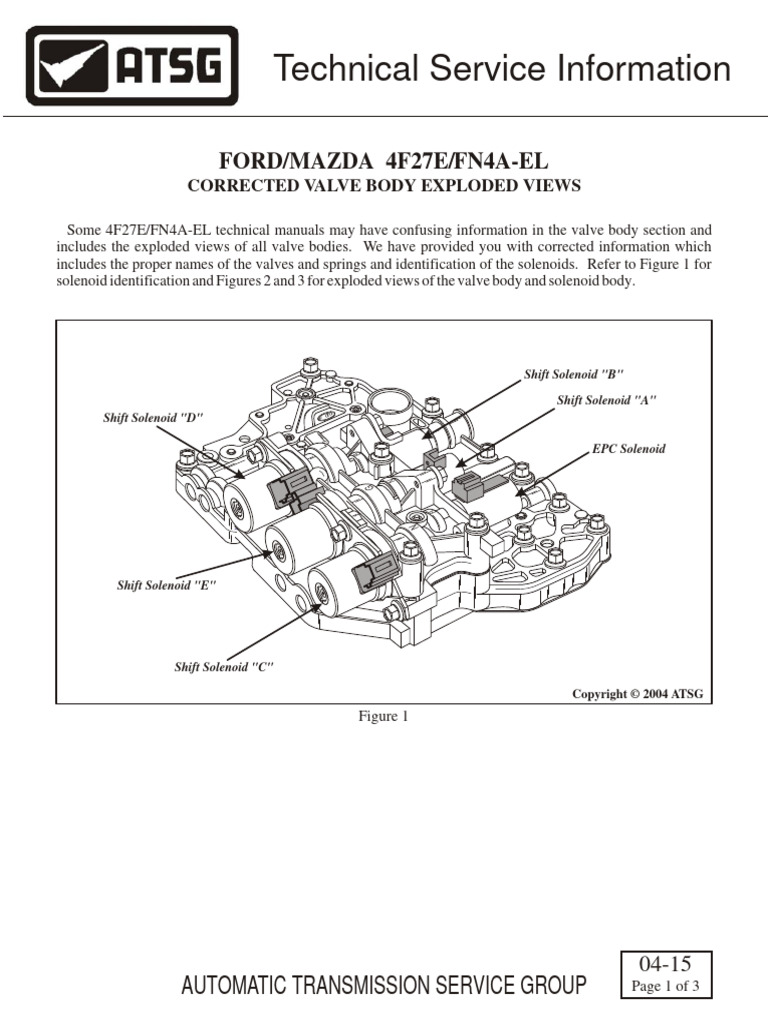 Ford/mazda 4f27e/fn4a-El Corrected Valve Body Exploded Views | PDF