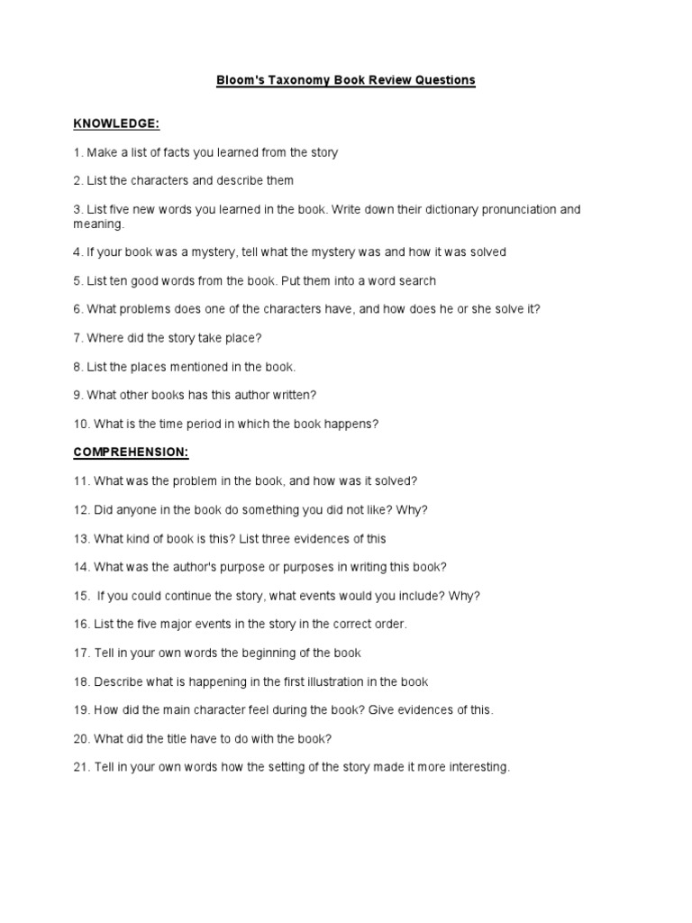 Bloom Book Discussion Questions | PDF | Books | Cognition