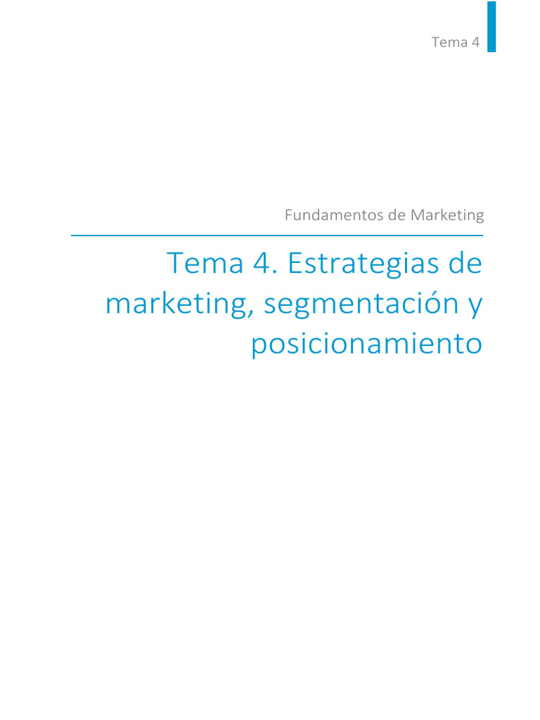 Tema 4 Estrategias De Marketing Segmentación Y Posicionamiento Pdf