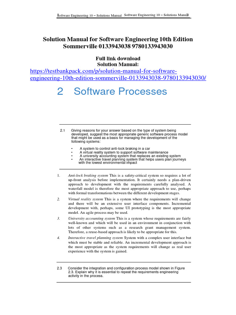 Software Engineering 10th Edition Solutions | PDF | Business