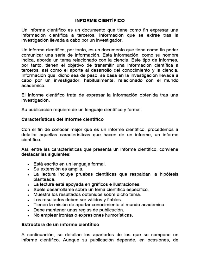 Informe Científico | PDF | Sumario abstracto) | Cognición