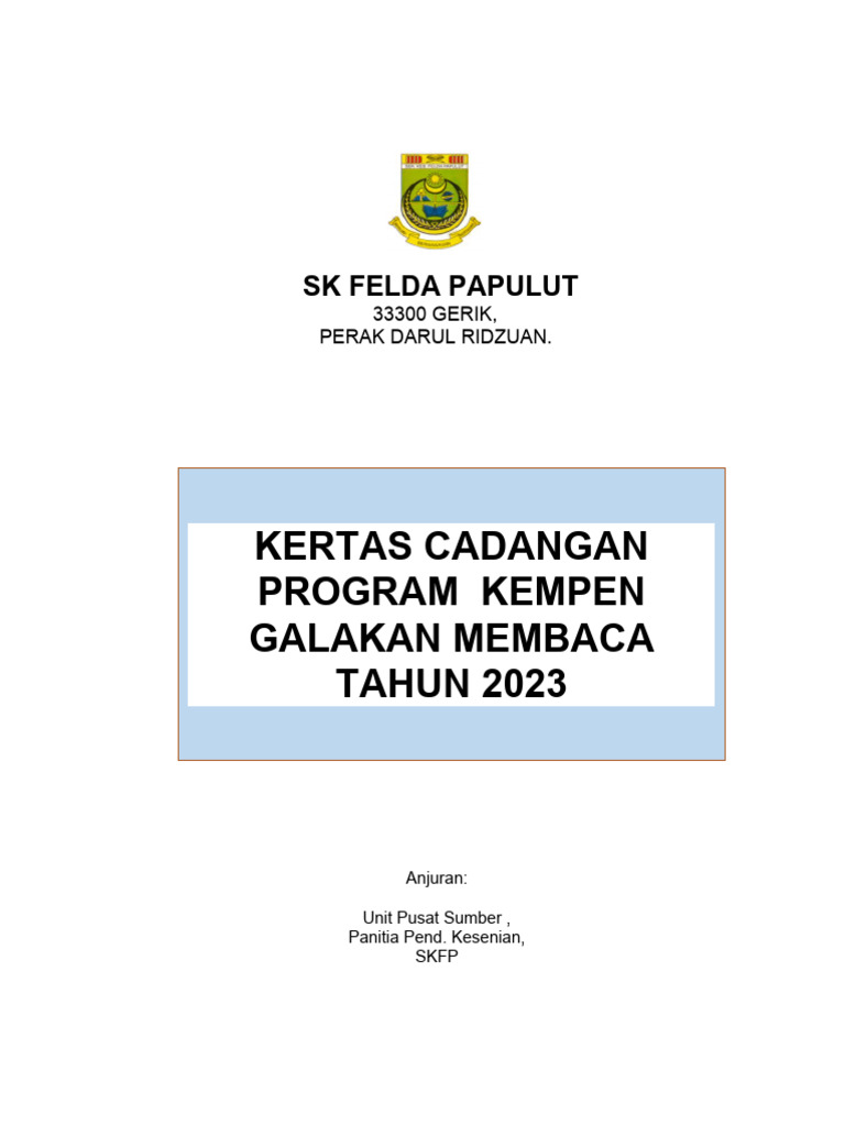 Kertas - Kerja - Program Kempen - Galakan - Membaca - SK 2023 | PDF