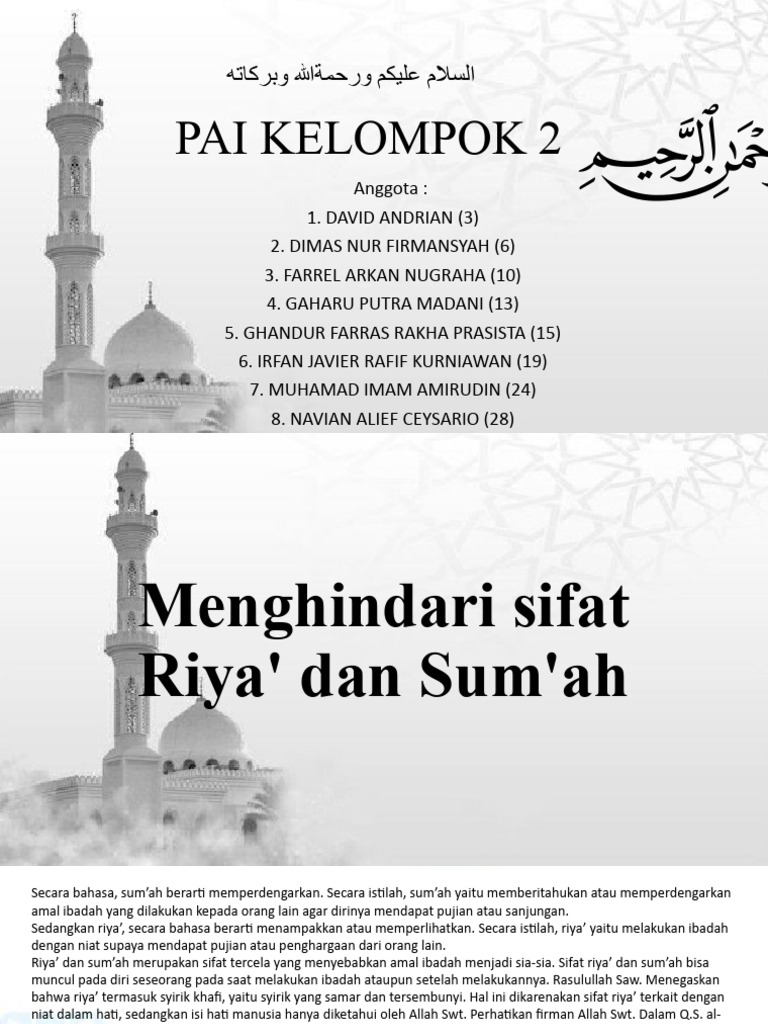 Larangan Riya Dan Sum'ah | PDF | Pengembangan Diri | Agama & Spiritualitas