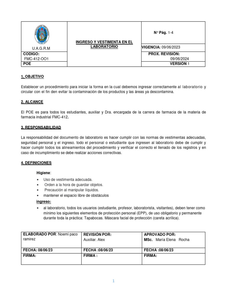 Poe de Industrial Ingreso Vestimenta 2023 Noe | PDF