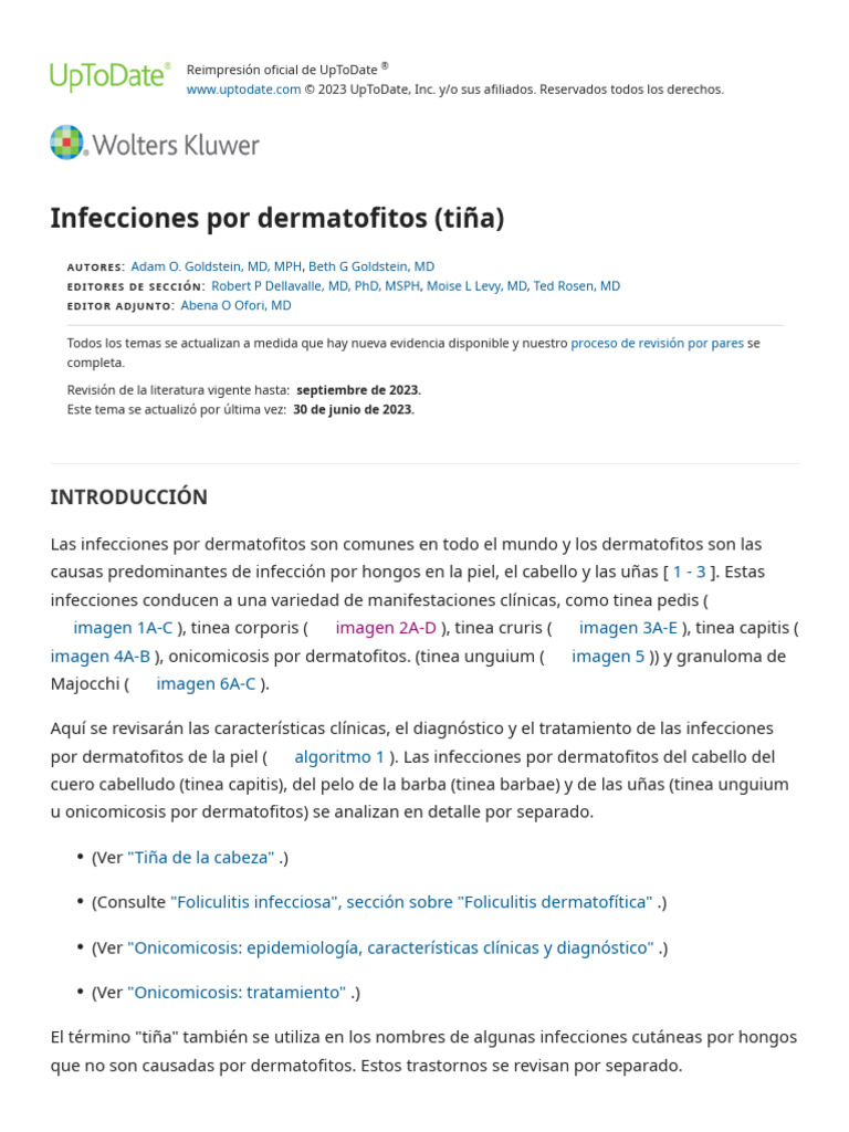 Infecciones Por Dermatofitos (Tiña) - UpToDate | Descargar gratis PDF ...