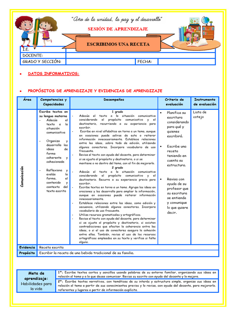 III E5 s2 Sesion d3 Com Escribe Una Receta | PDF