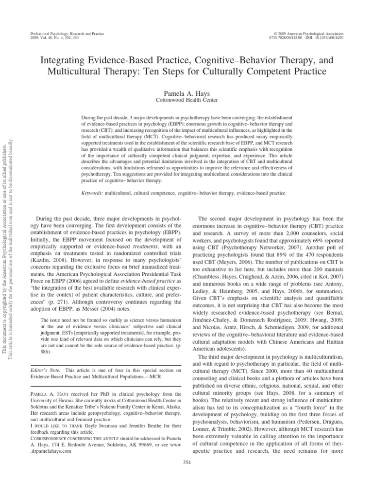 Integrative Pbe, CBT and Multicultural Therap | PDF Integrative Pbe, CBT and Multicultural Therap | PDF