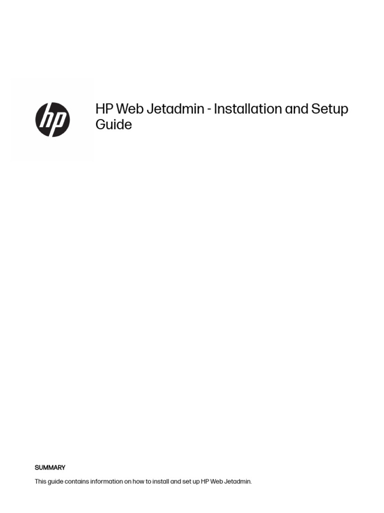 HP Web Jetadmin - Installation and Setup Guide | PDF