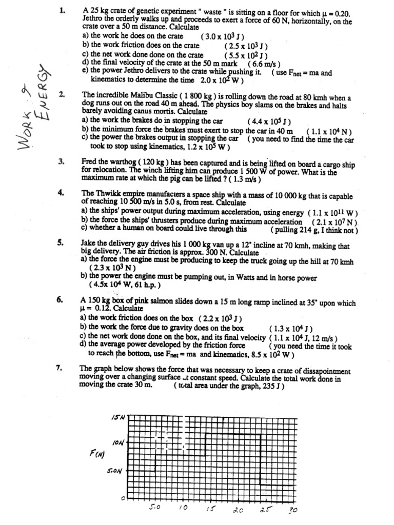 1,2 - Work and Energy Questions (12 Printed) | PDF