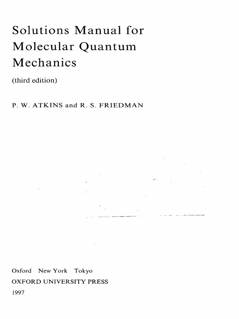 'Molecular Quantum Mechanics Atkins Solution Manual | PDF