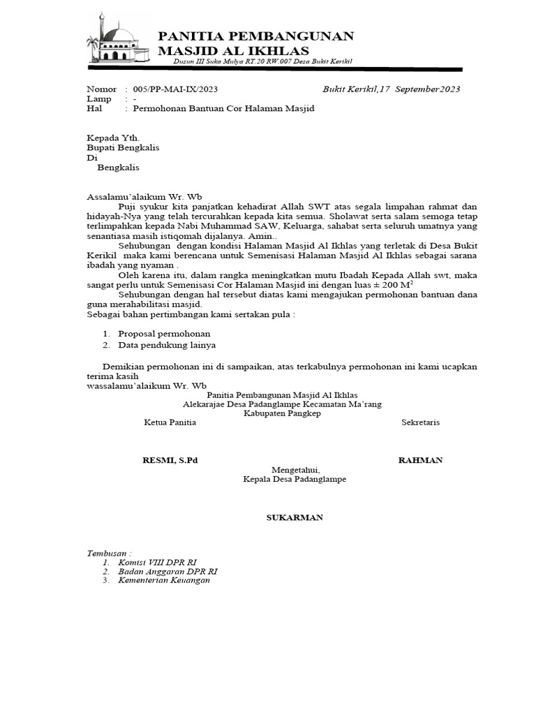 Proposal PEMBANGUNAN Masjid Acc | PDF