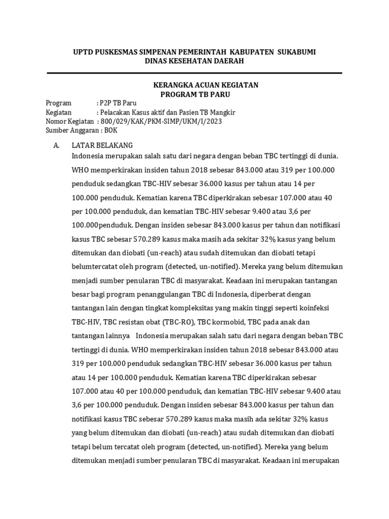 Kak TB Paru Mangkir 2023 | PDF | Pengembangan Diri | Kesehatan Holistik