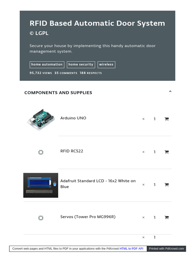Create Arduino CC Projecthub User8523373 Rfid Based Automati | PDF | Arduino | World Wide Web