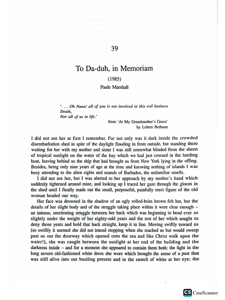 To Da Duh in Memoriam - Paule Marshall | PDF