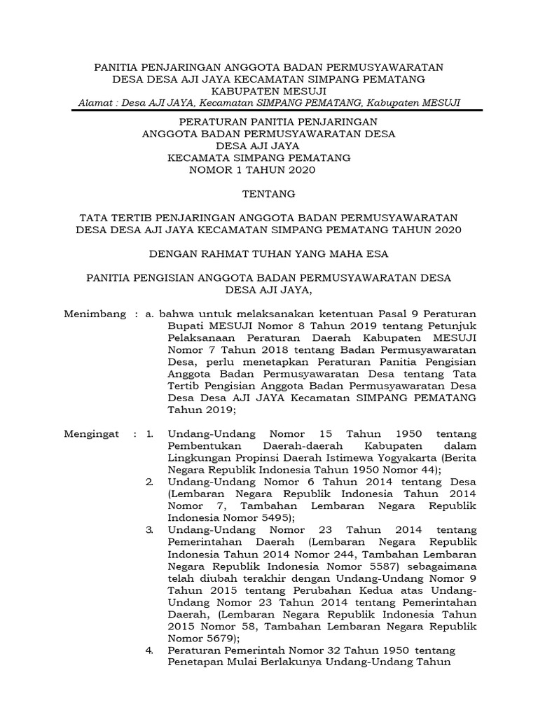 Panitia Tatib Panitia BPD | PDF