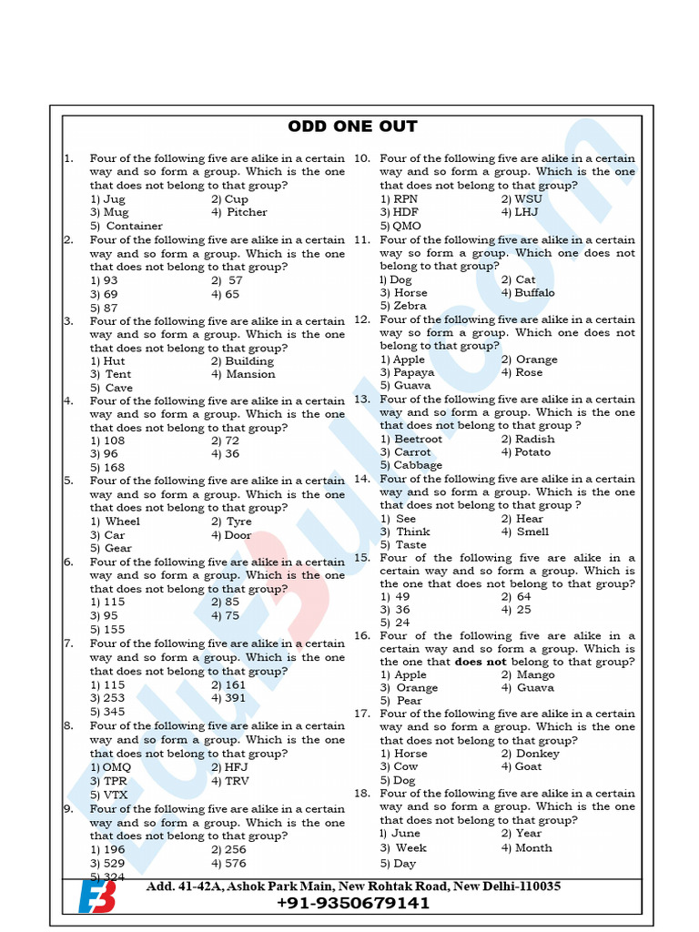 7 Odd One Out | PDF