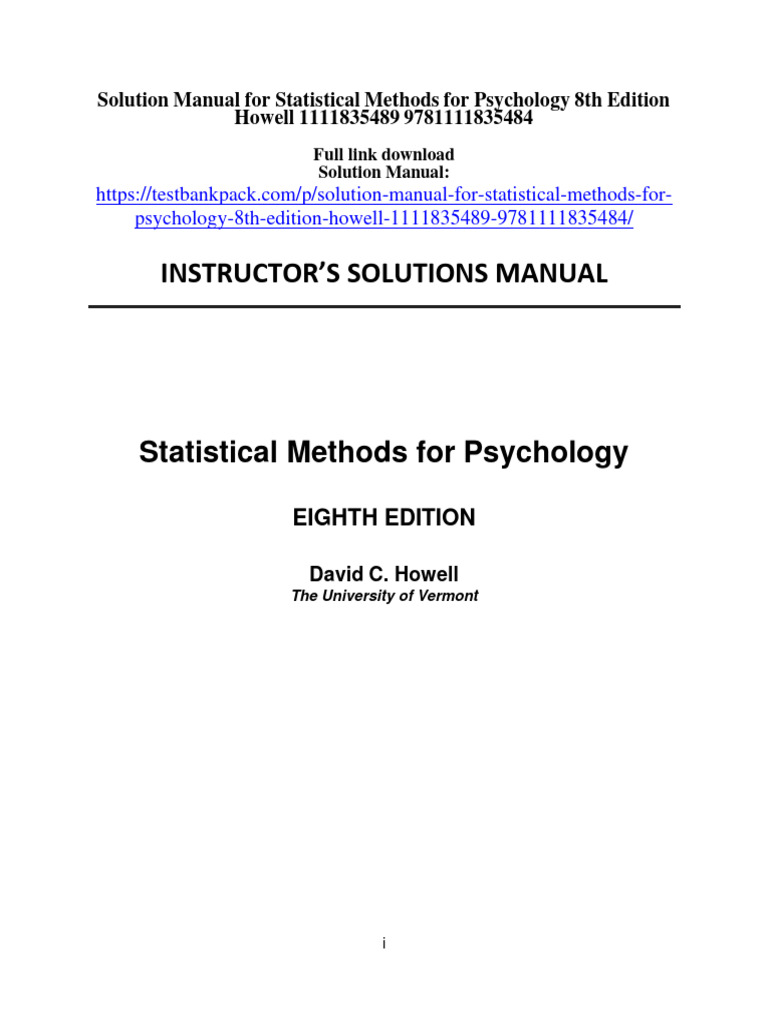 Solution Manual For Statistical Methods For Psychology 8th Edition Howell 1111835489 ...