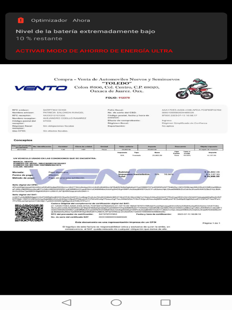 Factura Motos Vento | PDF