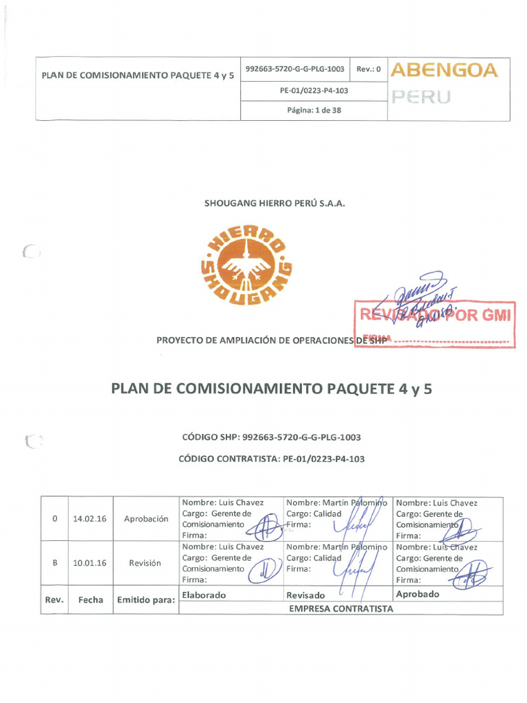 992663-5720-G-G-PLG-1003 - Rev 0 Plan de Comisionamiento Rev 0 | PDF