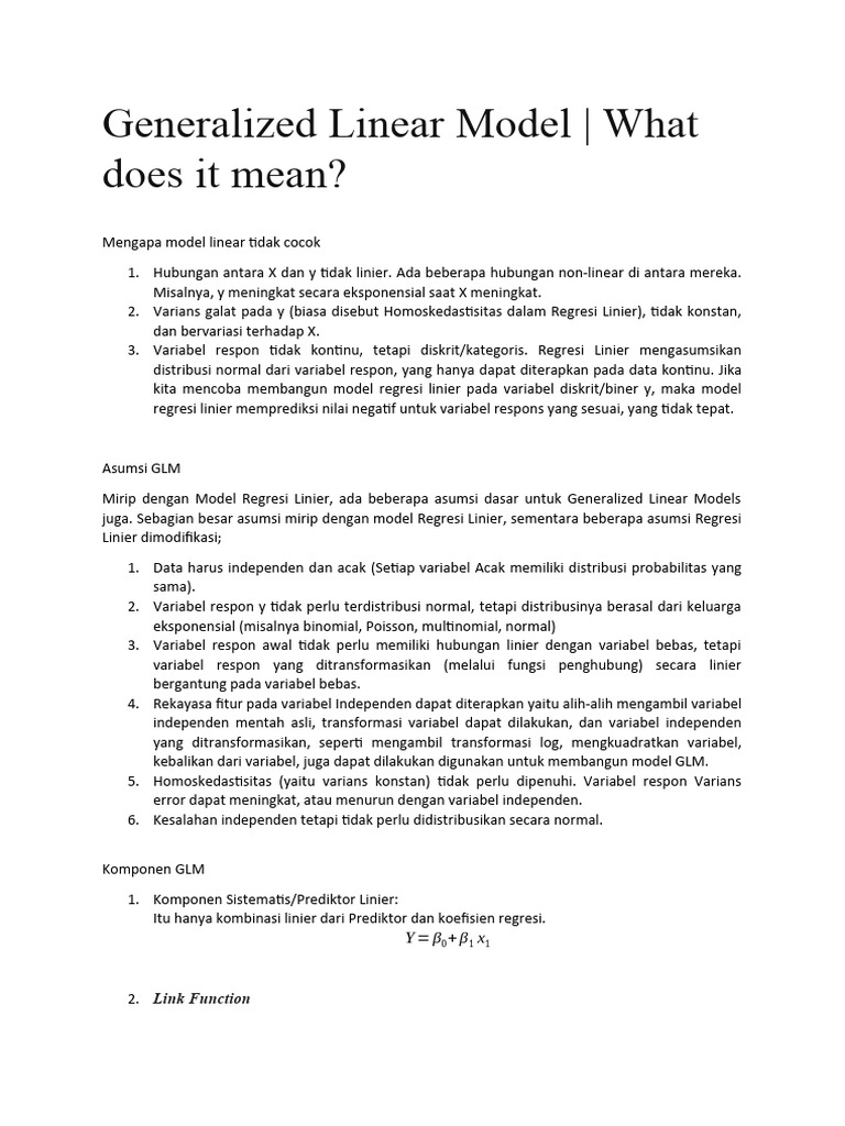 Generalized Linear Model | PDF
