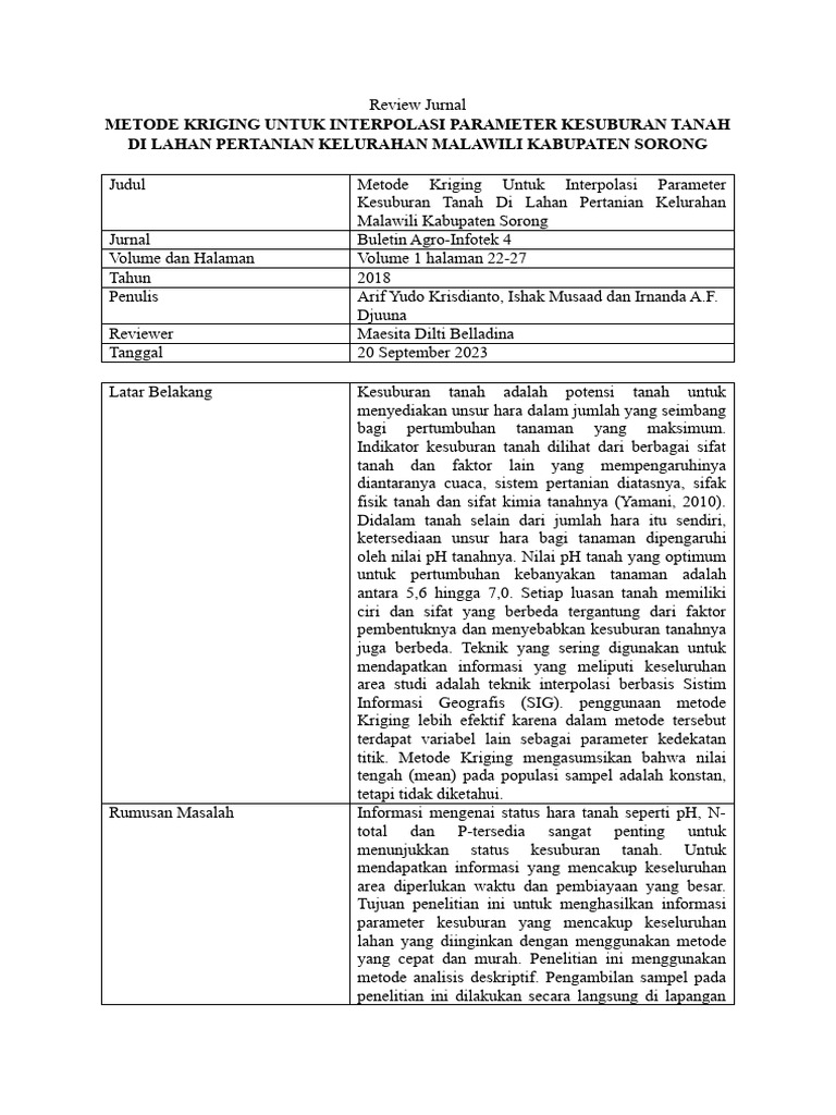 METODE KRIGING UNTUK INTERPOLASI PARAMETER KESUBURAN TANAH DI LAHAN ...