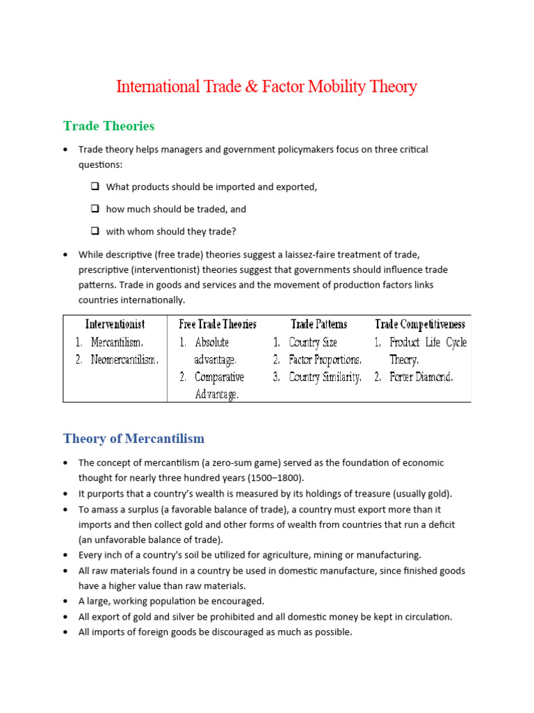 Factor Mobility Theory | PDF
