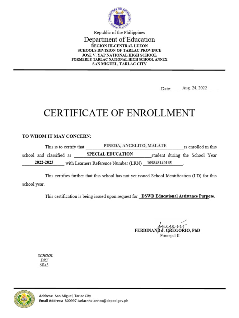 Dswd-Financial-Assistance-Cert Arnel | PDF