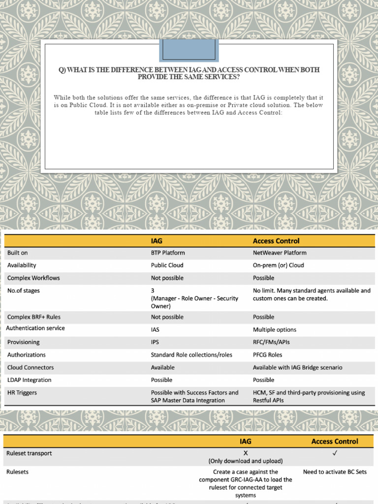SAP IAG vs Access Control Guide | PDF | Cloud Computing | Information Technology