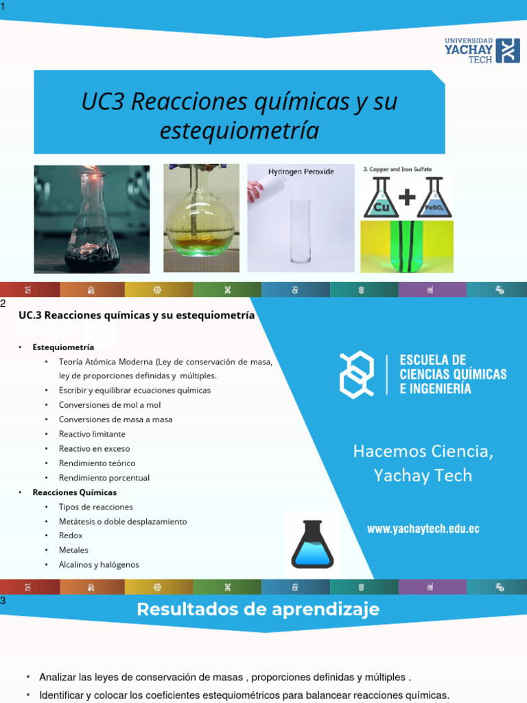 UC3. Reacciones Químicas y Su Estequiometría | PDF