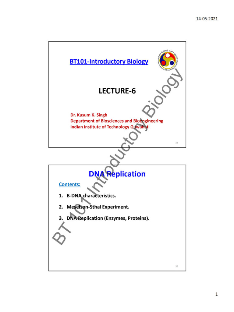 BT101 - Lecture 6 Replication | PDF BT101 - Lecture 6 Replication | PDF