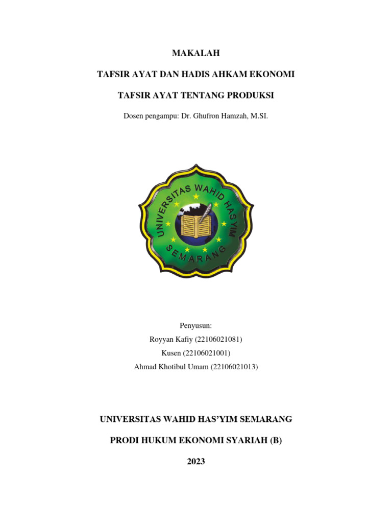 Tafsir Ayat Tentang Produksi TAHA | PDF Tafsir Ayat Tentang Produksi TAHA | PDF