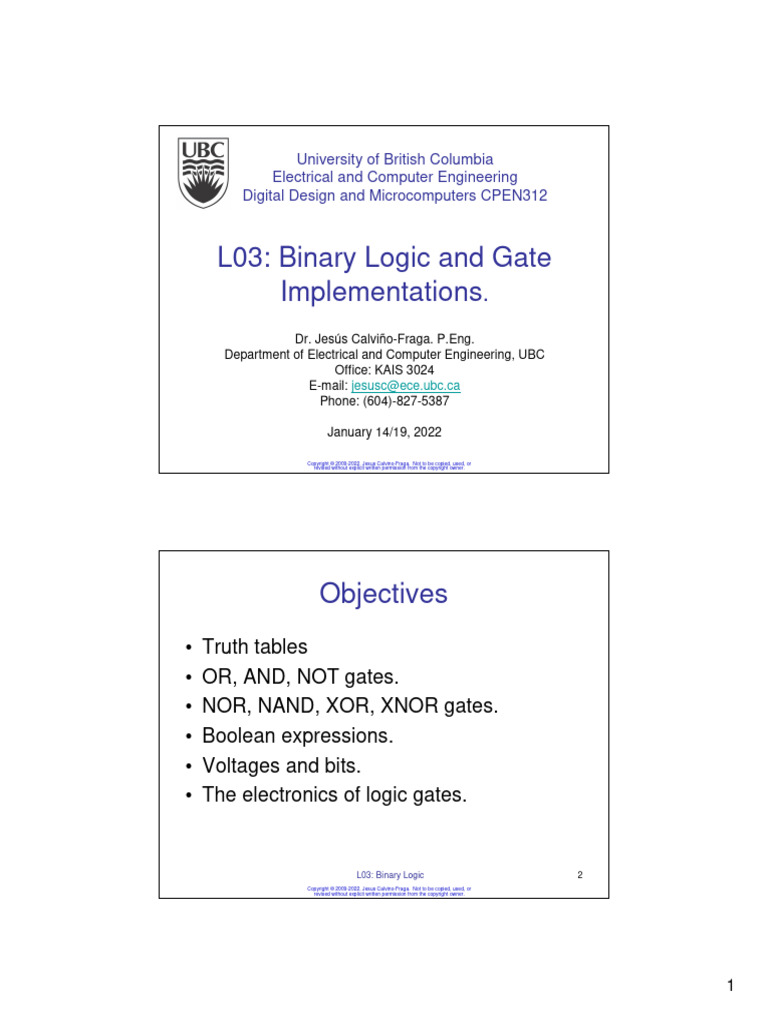 L03 Binary Logic | PDF