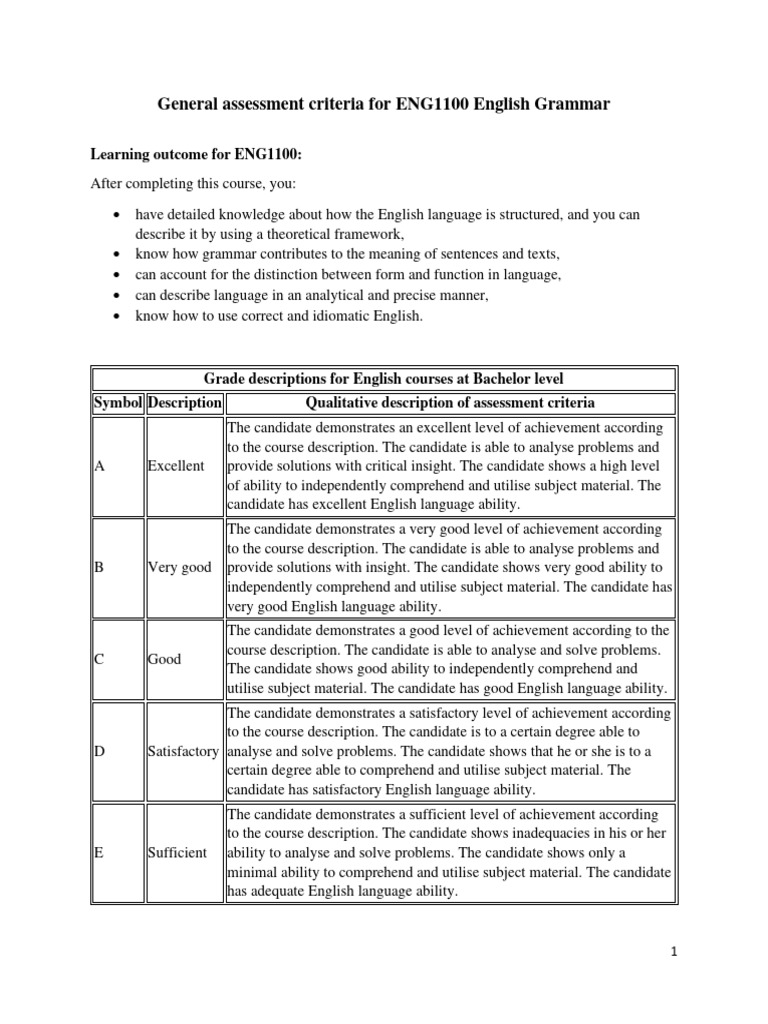 General Assessment Criteria Eng1100 | PDF