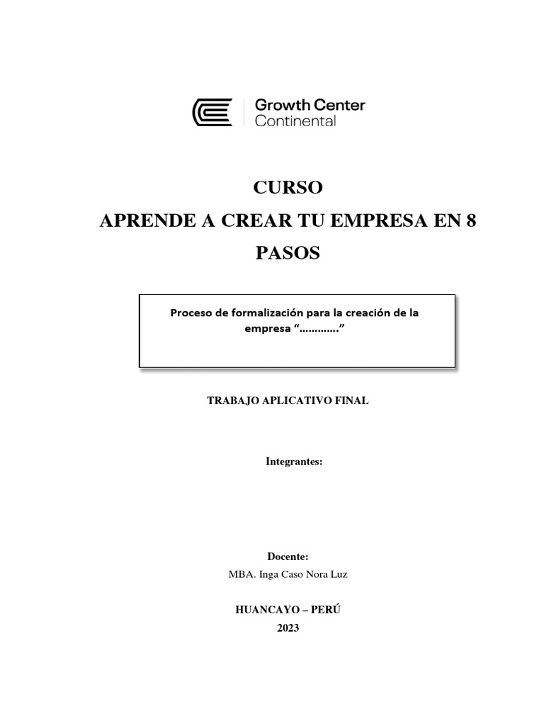 Estructura - Taf - Aprende A Crear Tu Empresa en 8 Pasos | PDF | Crecimiento personal y ...
