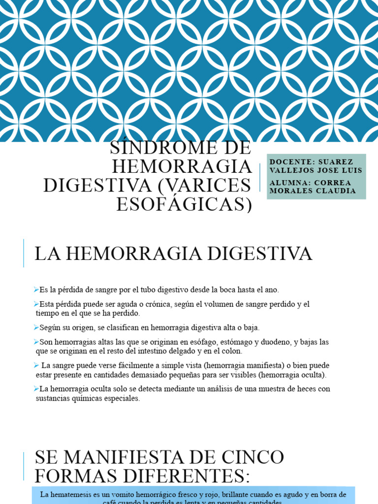 Síndrome de Hemorragia Digestiva (Varices Esofágicas) | PDF