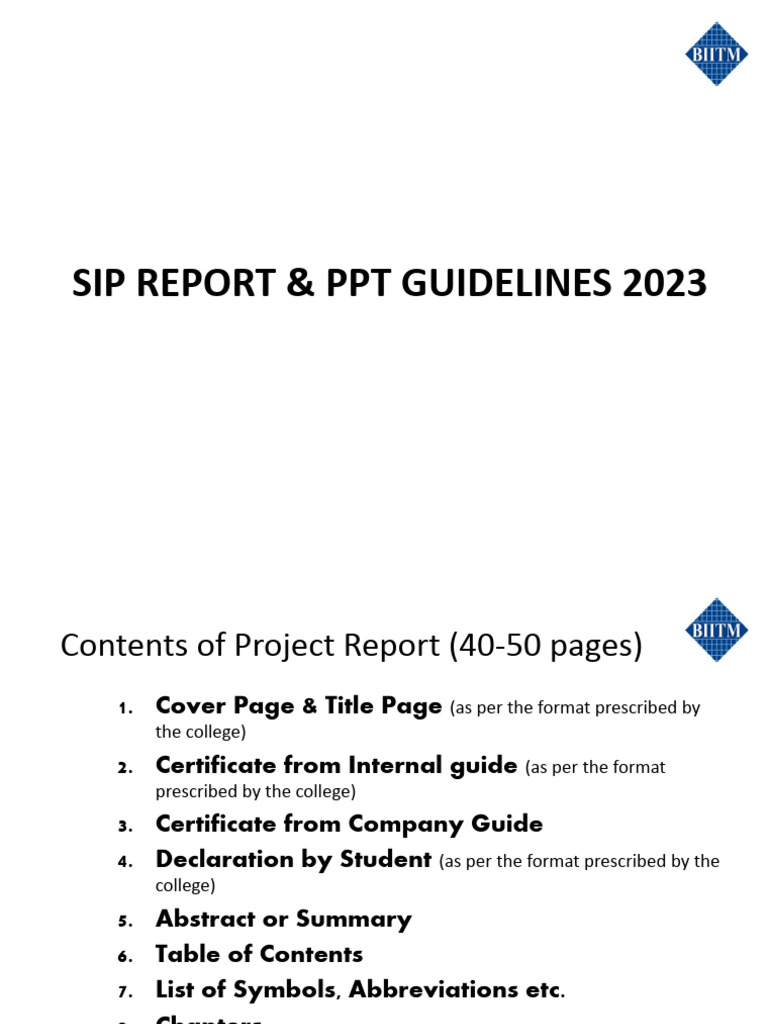 Sip Report & PPT Guidelines 2023 | Download Free PDF | Profit ...