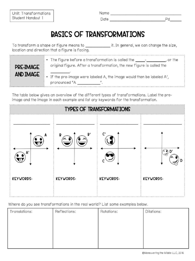 Handout - HW 1 - Basics of Transformations | PDF