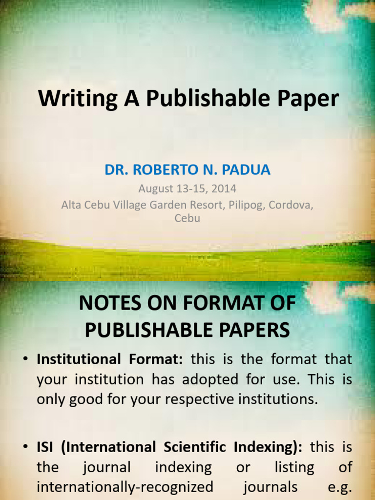 padua-Writing-A-Publishable-Paper_with-notes | PDF | Choice | Risk