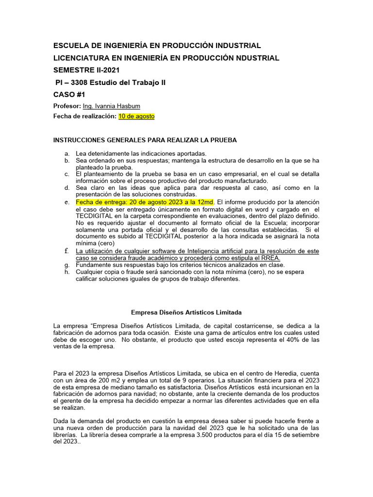 Caso Práctico 2 DFMA Agosto 2023 | PDF