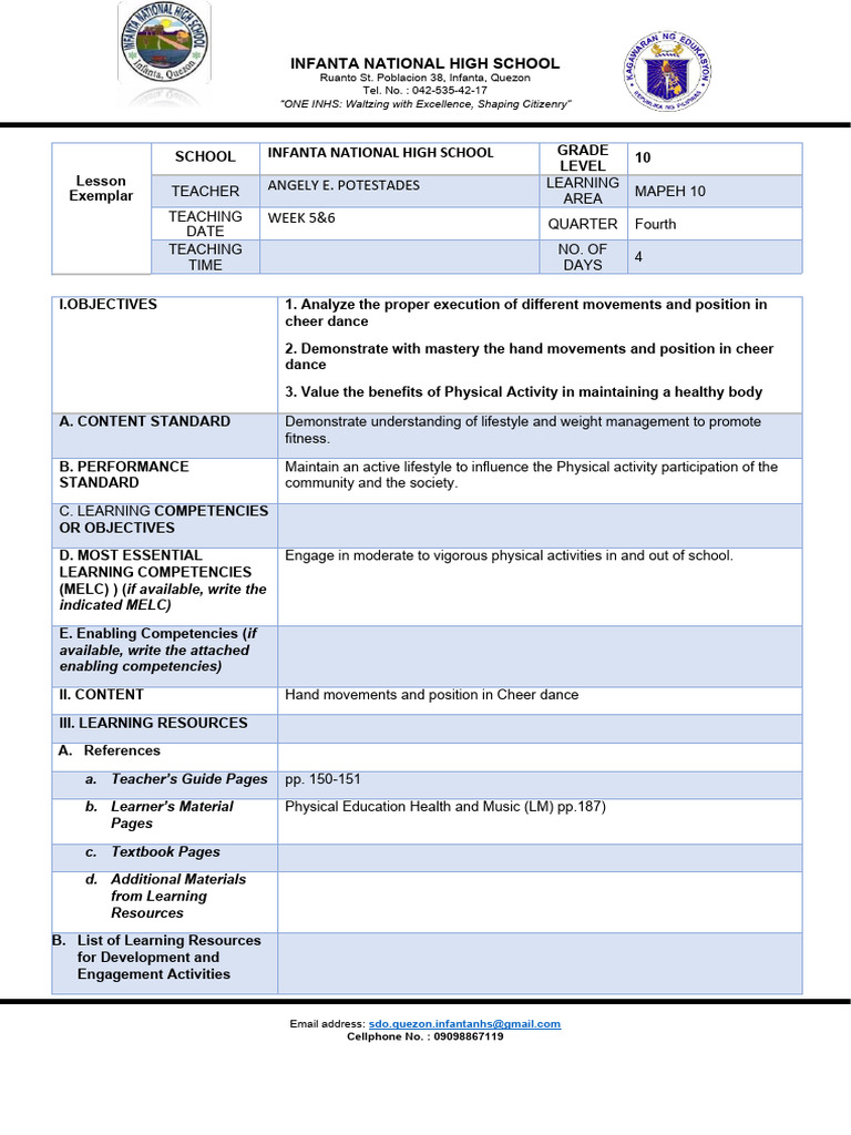 Lesson Exemplar Pe For Localization | PDF