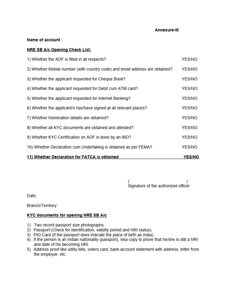 Check List Annexure III | PDF